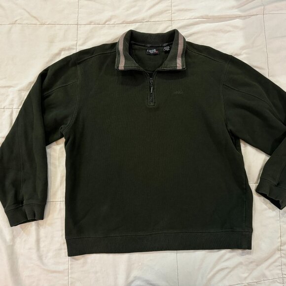 Izod | Shirts | Izod Olive Green Zip Perform X Pullover Sweatshirt ...